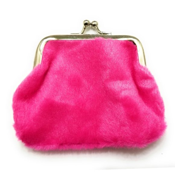 Bags | 4 Pink Faux Fur Snap Closure Soft Coin Purse Wallet | Poshmark